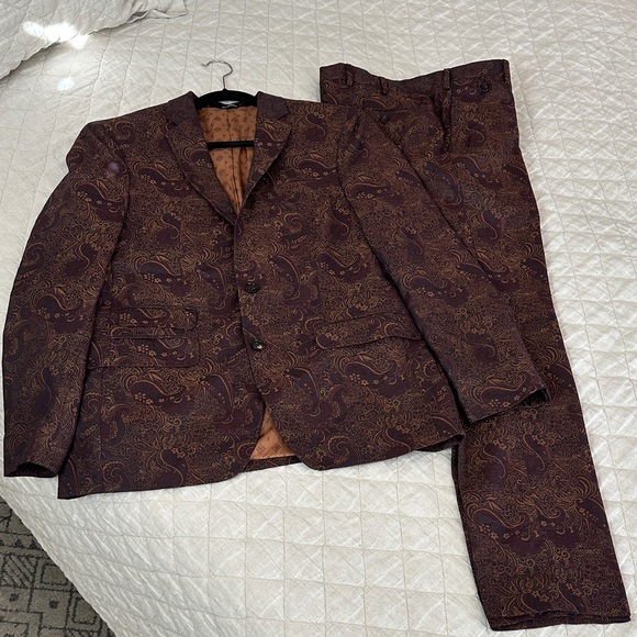 Murano | Suits & Blazers | Murano Paisley Suit Deep Brown Maroon And ...